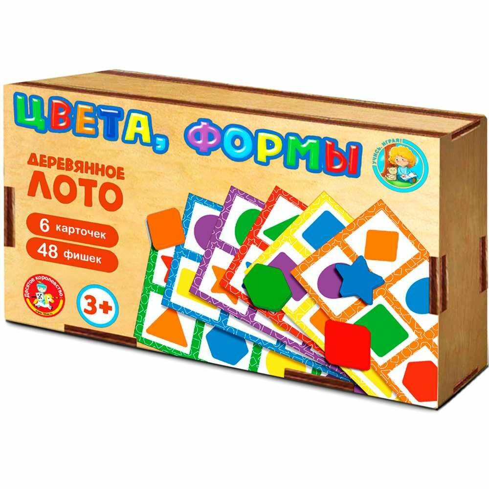 Лото с деревянными фишками Цвета и формы.