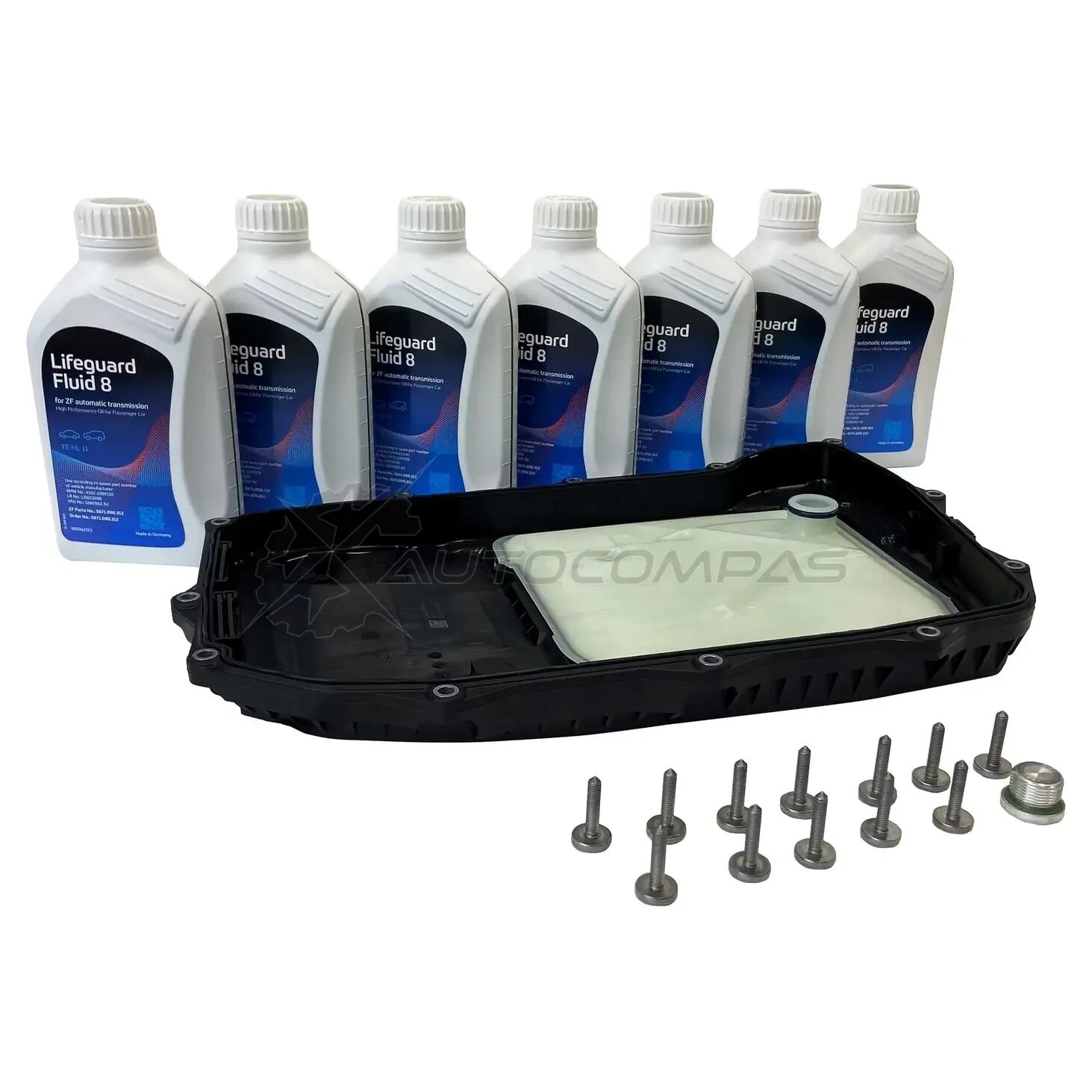 Комплект замены масла в АКПП Поддон Фильтр Болты Масло ATF 8HP Fluid 7 л ZF Parts 1103298007ZFR AA8PK9 I4I WJ