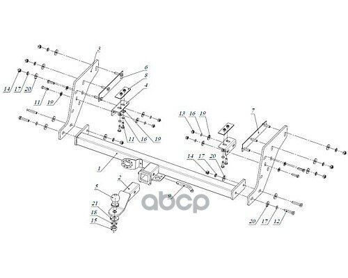 Фаркоп Mitsubishi L200 2006-2015 съемное крепление шара под американский квадрат BIZON арт. FA 0648-E