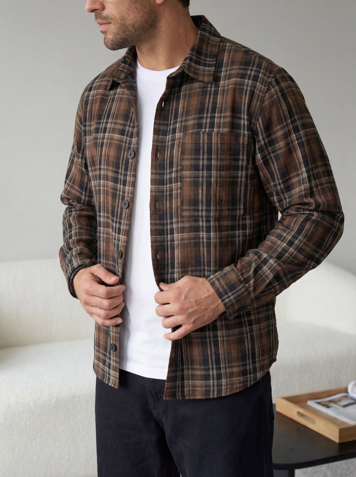 Рубашка мужская в клетку