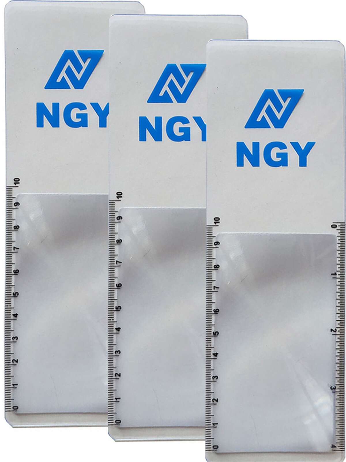 Лупа-закладка с измерительной шкалой, для просмотра и чтения мелкого текста, линза Френеля, размер 19,0 х 6,5 см, 3 шт