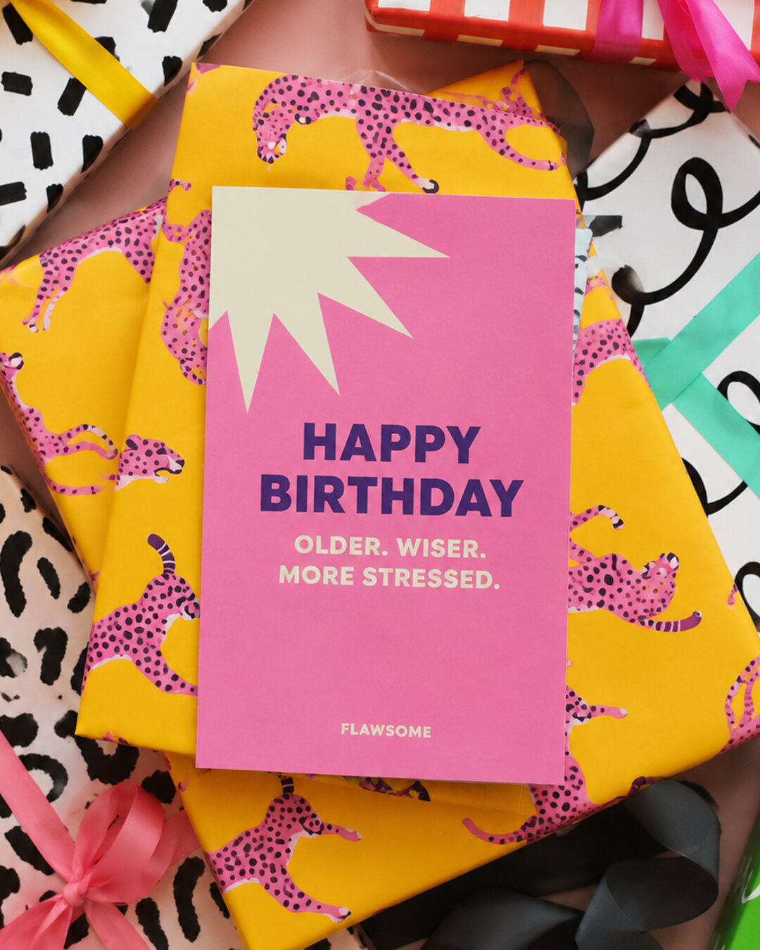 Открытка Happy Birthday Flawsome, размер а6, стильная открытка с днем рождения