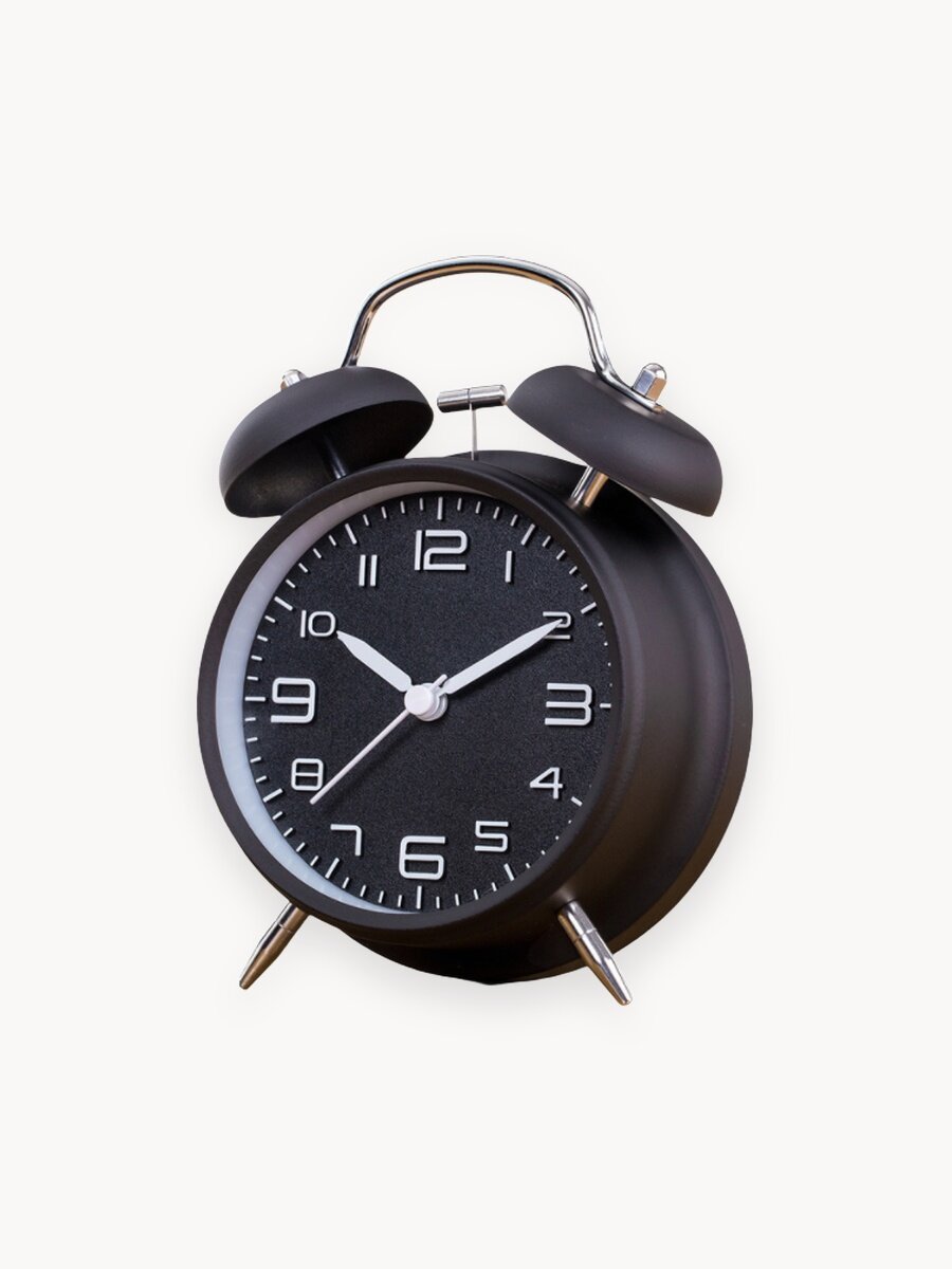 Стильные дизайнерские ретро черные механические настольные часы с громким будильником крупными цифрами бесшумным ходом ночной подсветкой MyPads A.