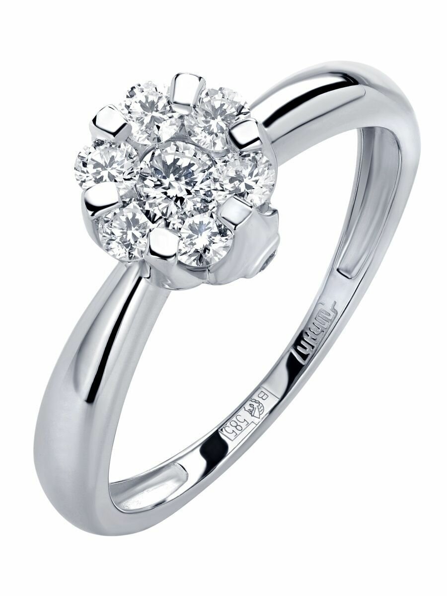 Кольцо помолвочное, белое, красное, желтое золото, 585 проба, родирование, бриллиант