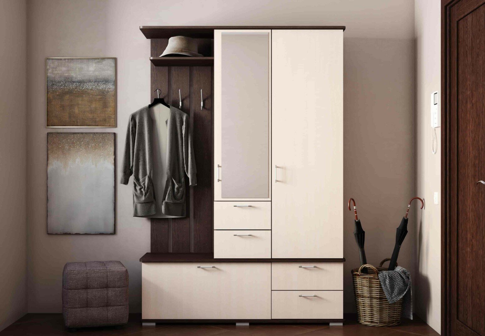 Прихожая ПР-3 с зеркалом, МФ-Купе, размер 143х40х207 см, цвет