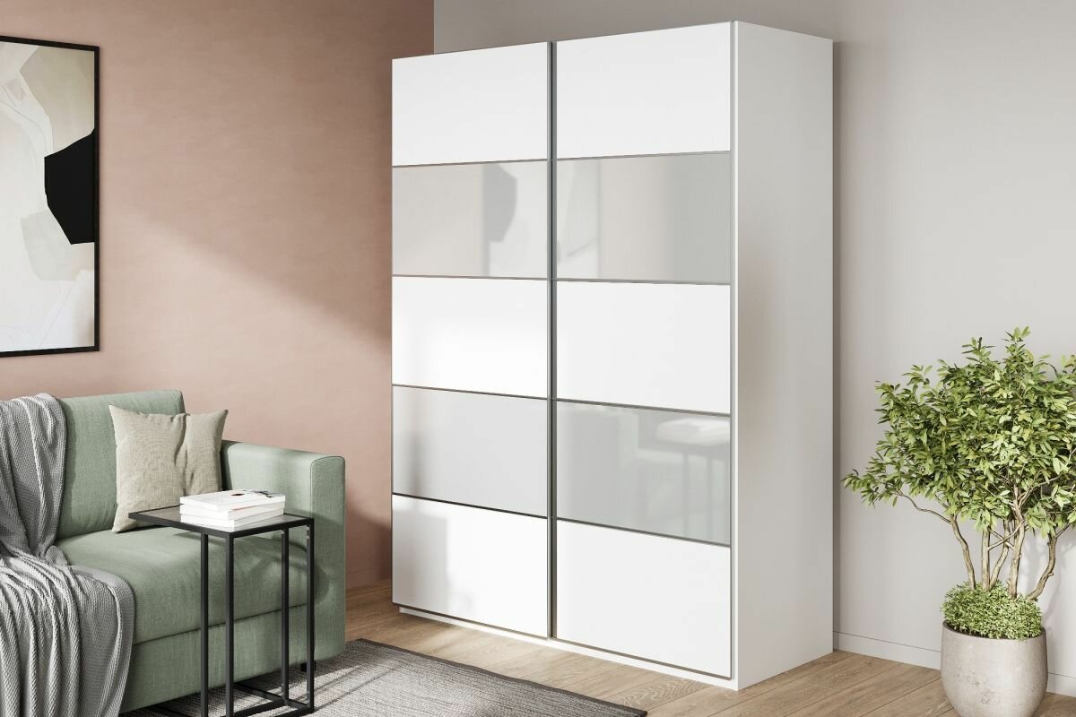 Шкаф-купе Реал-10 Белый для одежды двухдверный 130*220*65