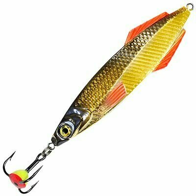 Блесна для рыбалки зимняя AQUA Ятаган 27,0g, цвет 02 (золото, черный металлик) 1 штука