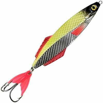 Блесна для рыбалки AQUA Ятаган 27,0 g, цвет 04 (серебро, желтый флюрик), 1 штука