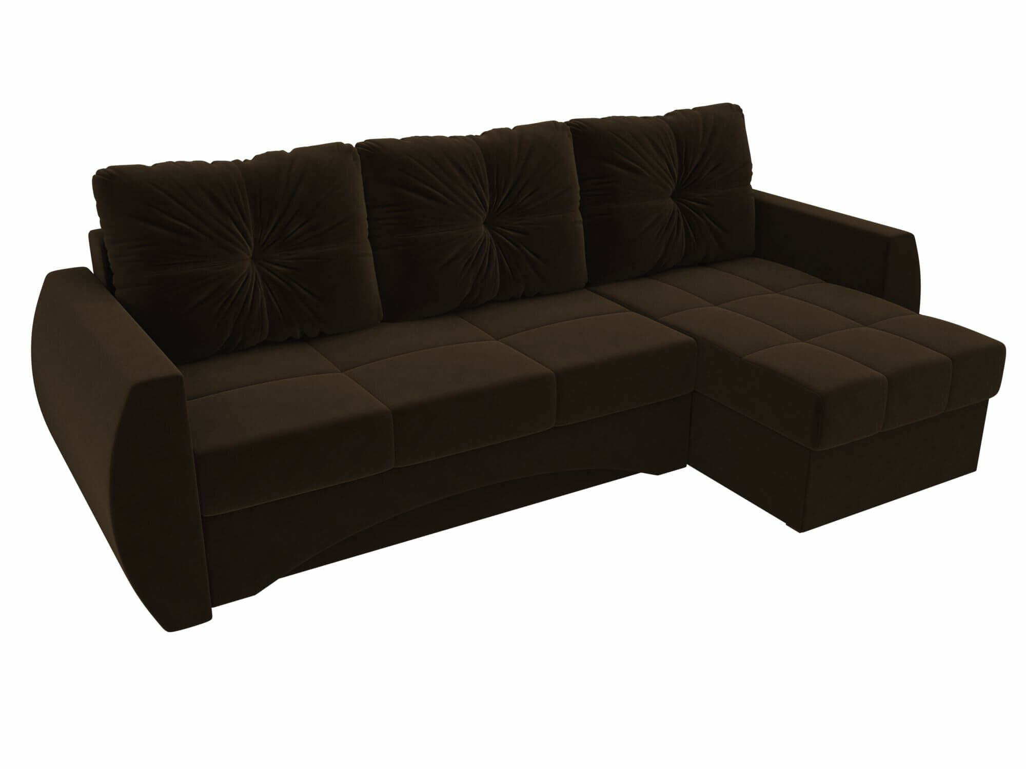 Artum Угловой диван Сатурн велюр коричневый правый