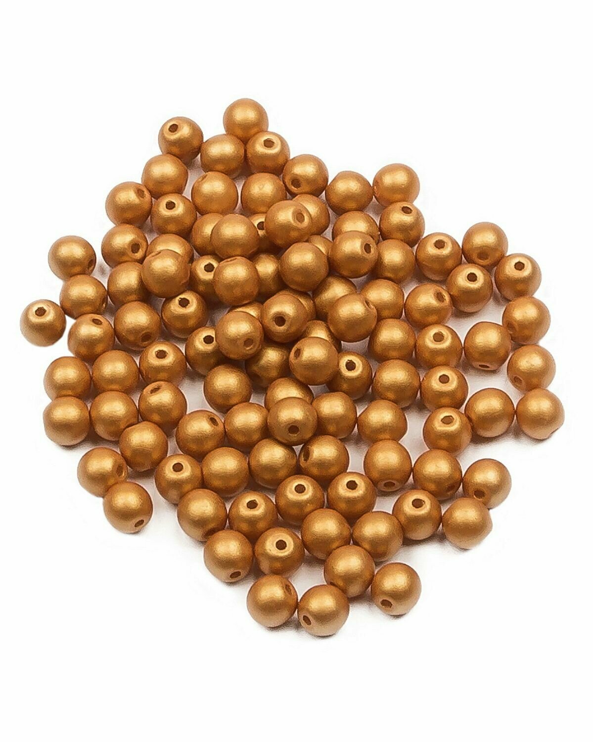 Стеклянные чешские бусины, круглые, Round Beads, 4 мм, цвет Alabaster Metallic Gold, 100 шт.