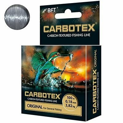 Леска для рыбалки AQUA CARBOTEX Original 100m 0,18mm, цвет - темно-серый, test - 3,82kg (1 штука)