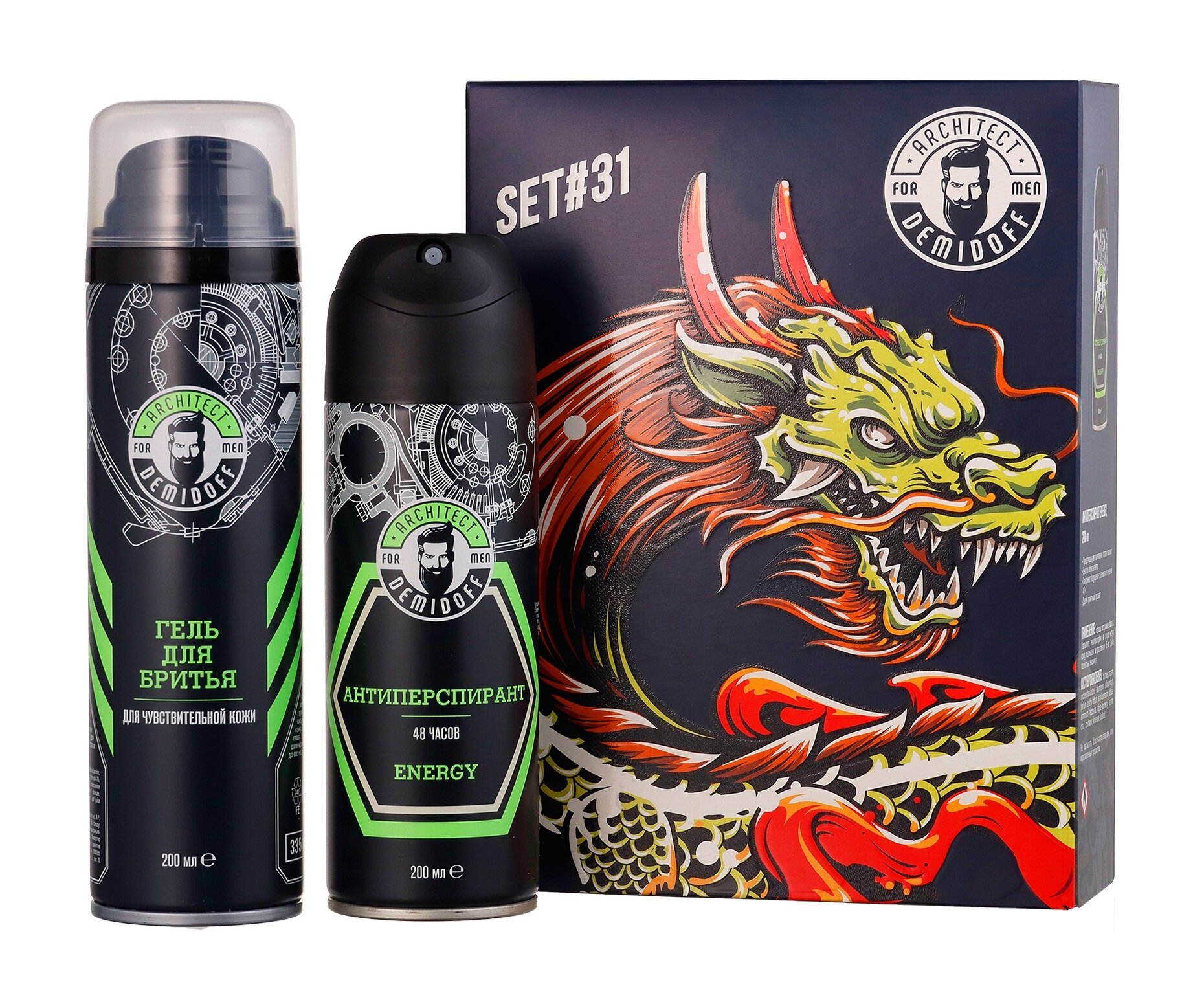 ARCHITECT DEMIDOFF Набор Set 31 муж. (Гель для бритья для чувствительной кожи 200 мл + Антиперспирант Energy 200 мл)