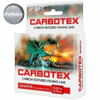 Леска для рыбалки AQUA CARBOTEX Sensitive 150m 0,22mm, цвет - прозрачно-серый, test - 6,75kg ( 1 штука )