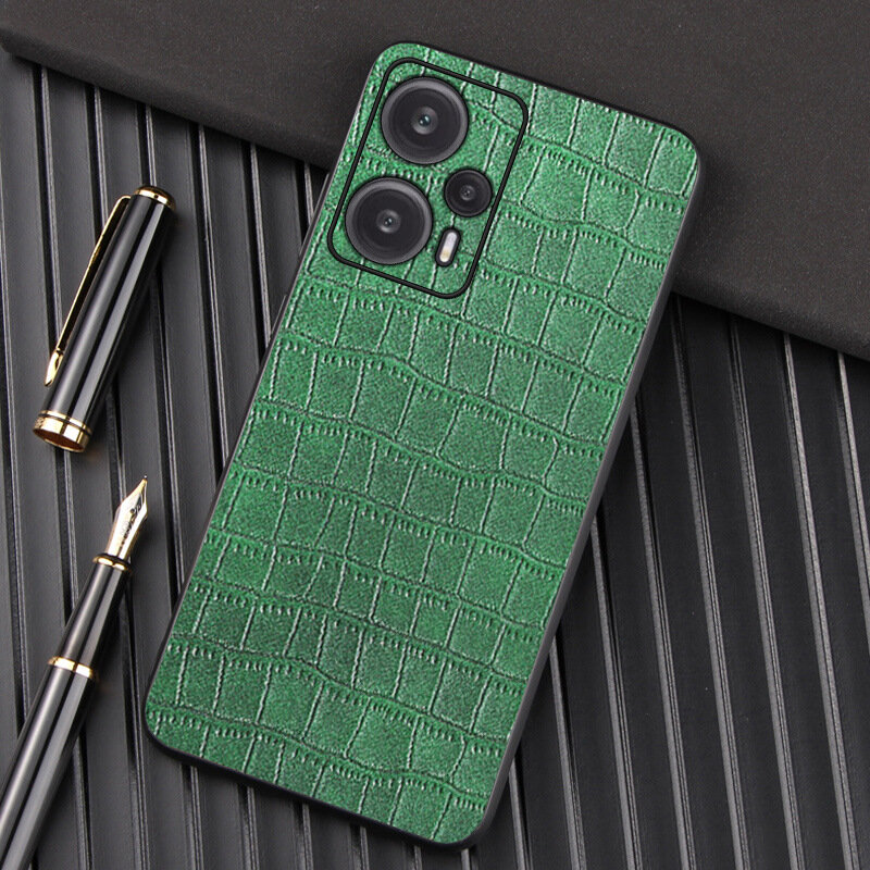 Чехол бампер накладка MyPads на Xiaomi Redmi Note 12 Turbo с декоративным дизайном под кожу крокодила в зеленый