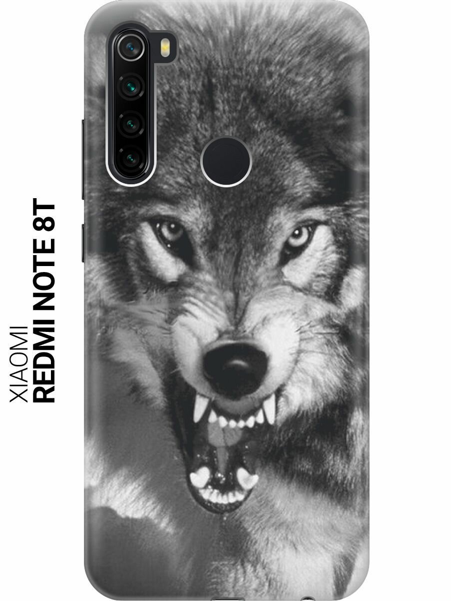 Силиконовый чехол на Xiaomi Redmi Note 8T, Сяоми Редми Ноут 8Т с принтом "Волчий оскал"