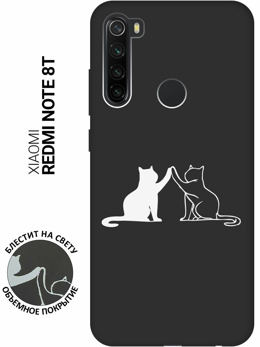 Матовый Soft Touch силиконовый чехол на Xiaomi Redmi Note 8T, Сяоми Редми Ноут 8Т с 3D принтом "Cats W" черный