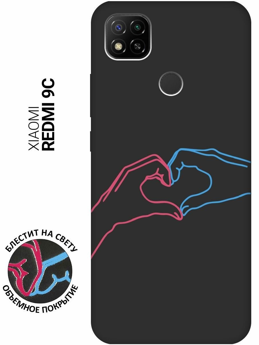 Матовый Soft Touch силиконовый чехол на Xiaomi Redmi 9C, Сяоми Редми 9С с 3D принтом "Fall in Love" черный
