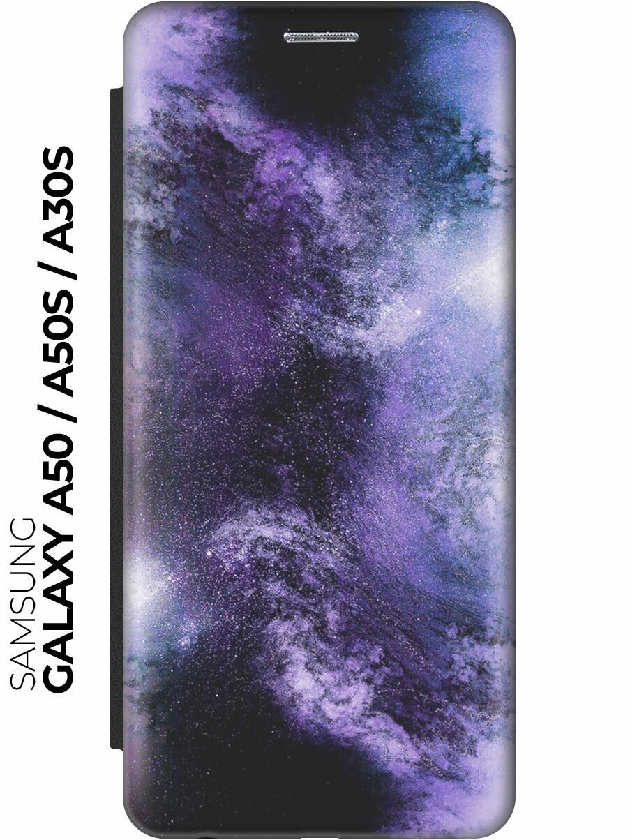 Чехол-книжка Космическое свечение на Samsung Galaxy A50 / A50s / A30s / Самсунг А50 / А30с / А50с черный