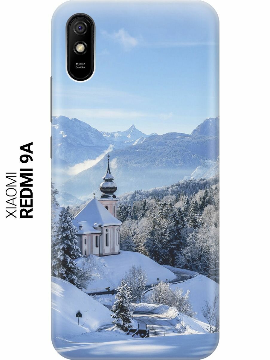 Силиконовый чехол на Xiaomi Redmi 9A, Сяоми Редми 9А с принтом "Заснеженные горы"