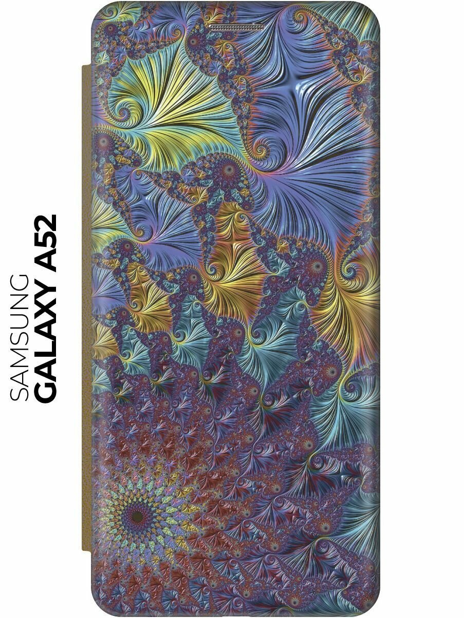 Чехол-книжка Цветной калейдоскоп на Samsung Galaxy A52 / Самсунг А52 золотой