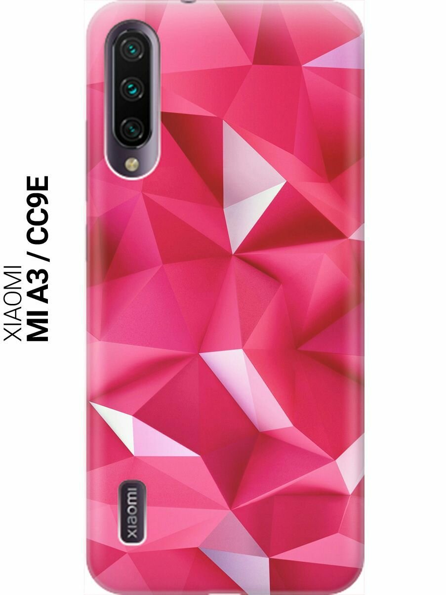Силиконовый чехол на Xiaomi Mi A3, CC9e, Сяоми Ми А3, Ми СС9е с принтом "Малиновые ромбы"