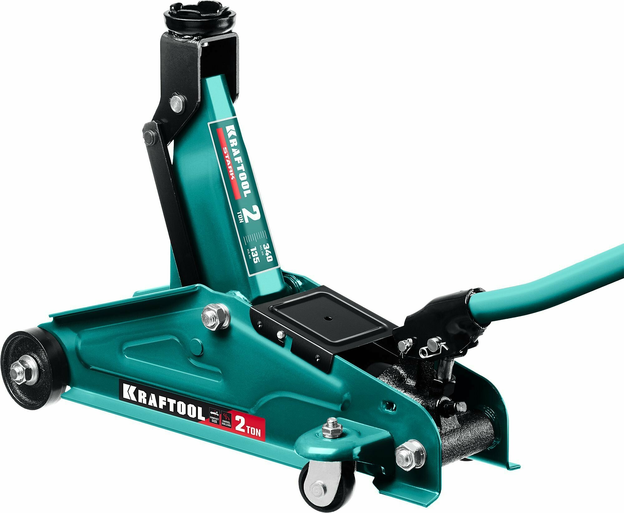 Домкрат подкатной 43452-2 KRAFTOOL, 2 т, 135-340 мм, для легковых автомобилей