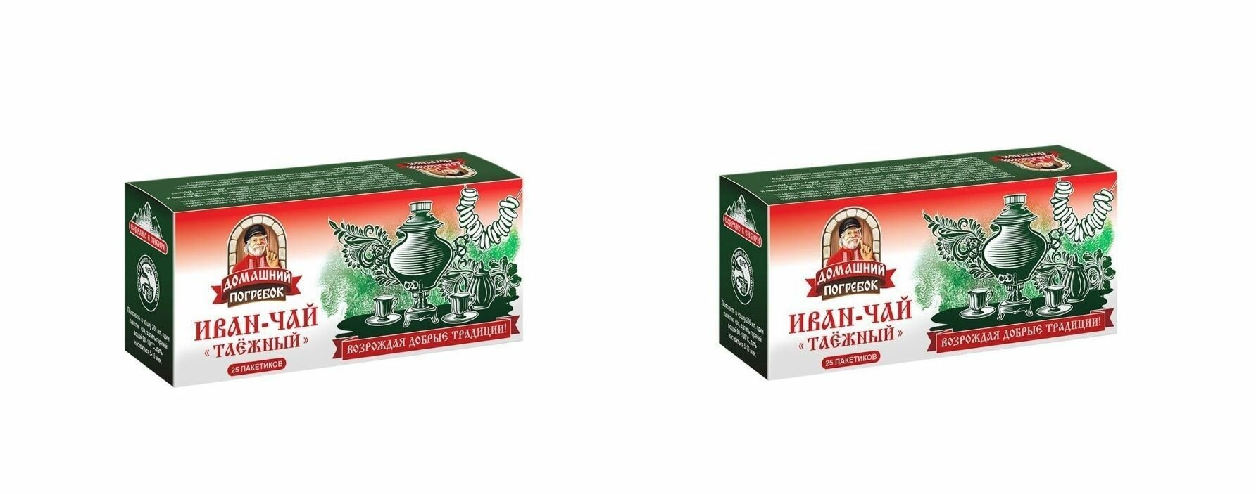 Чай Домашний погребок, Иван-Чай, таёжный, 25 пакетиков, 45 г, 2 уп
