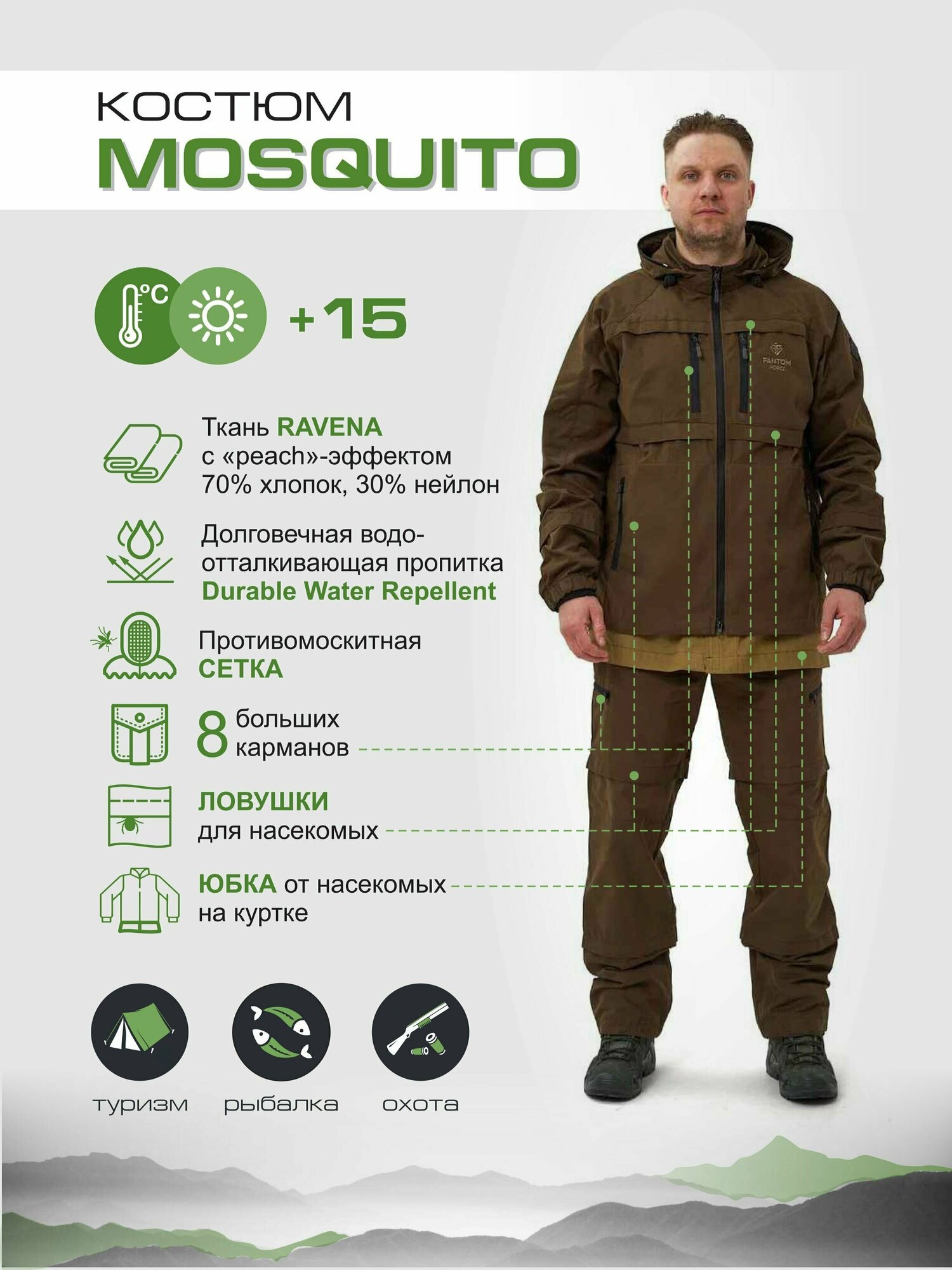 Летний мужской противомоскитный костюм