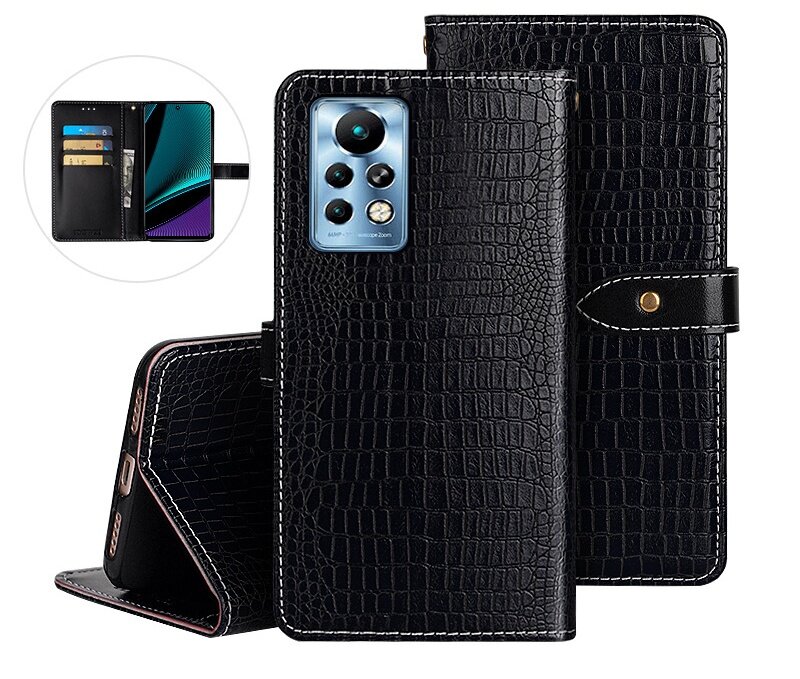 Чехол MyPads Croco Poko для Infinix Note 11 Pro / Note 11s с фактурной прошивкой рельефа кожи крокодила с застежкой и визитницей