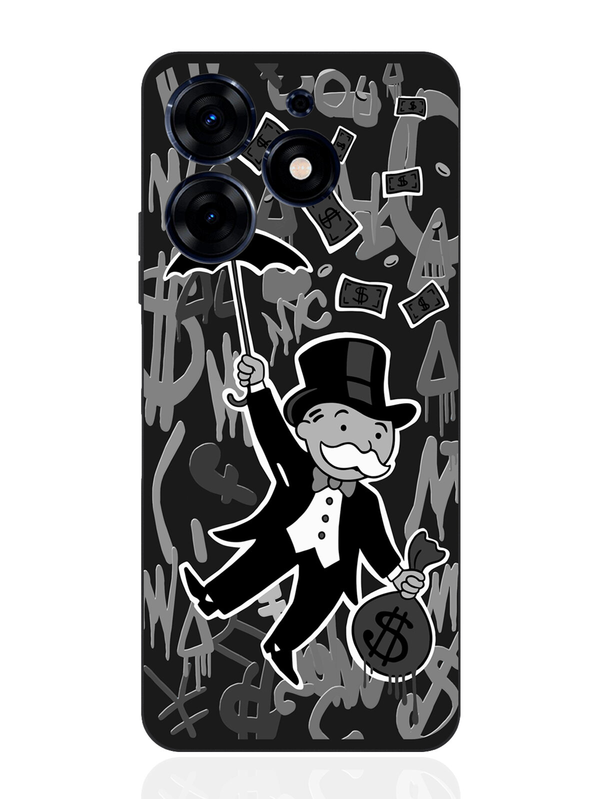 Чехол для смартфона Tecno Spark 10 Pro черный силиконовый Monopoly Black Edition/ Монополия