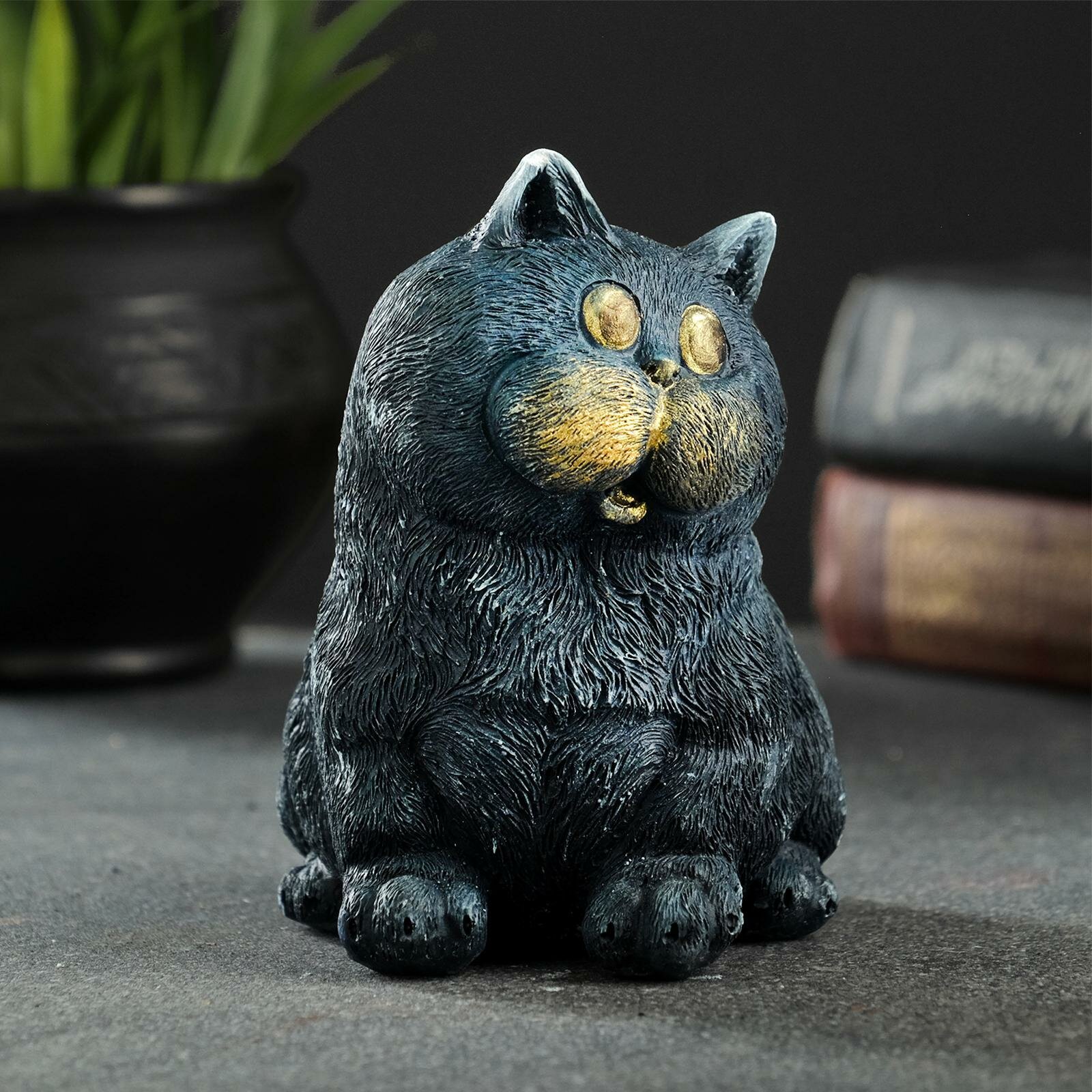 Фигура "Кот сидит" серо-голубой, 10х9х11см, 7148931