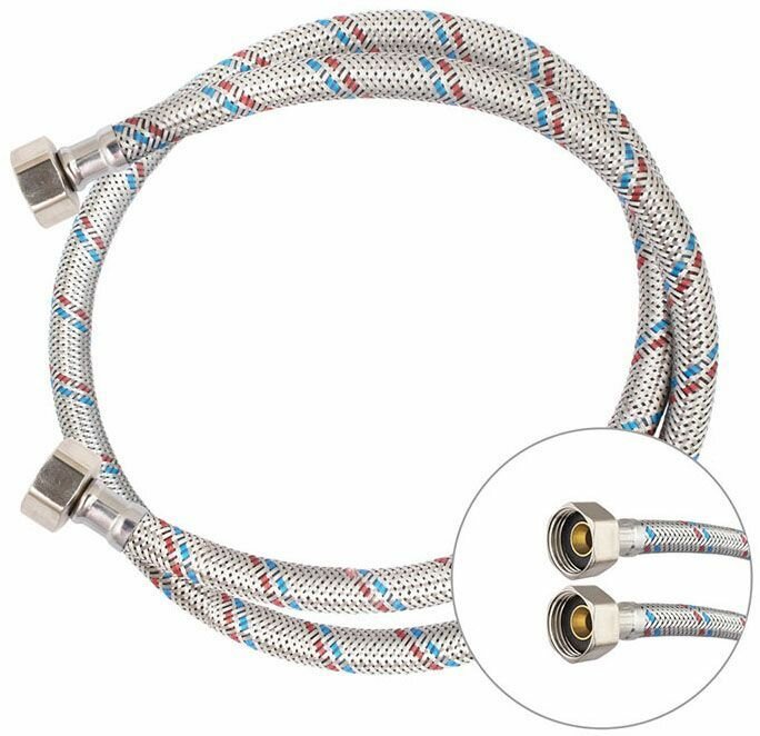 Клип 1317 подводка гибкая для воды со стальной гайкой 1/2" В/В, 800мм