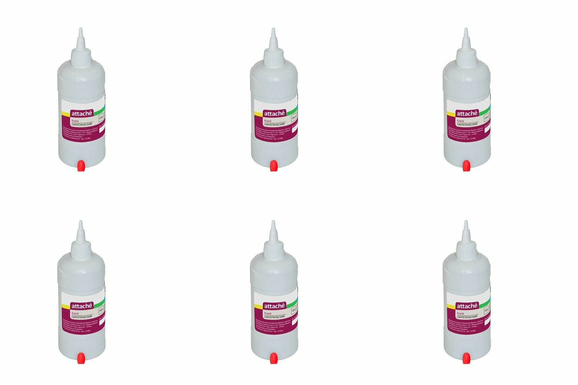 Attache Клей канцелярский Синтетический, 150 мл, 6 шт
