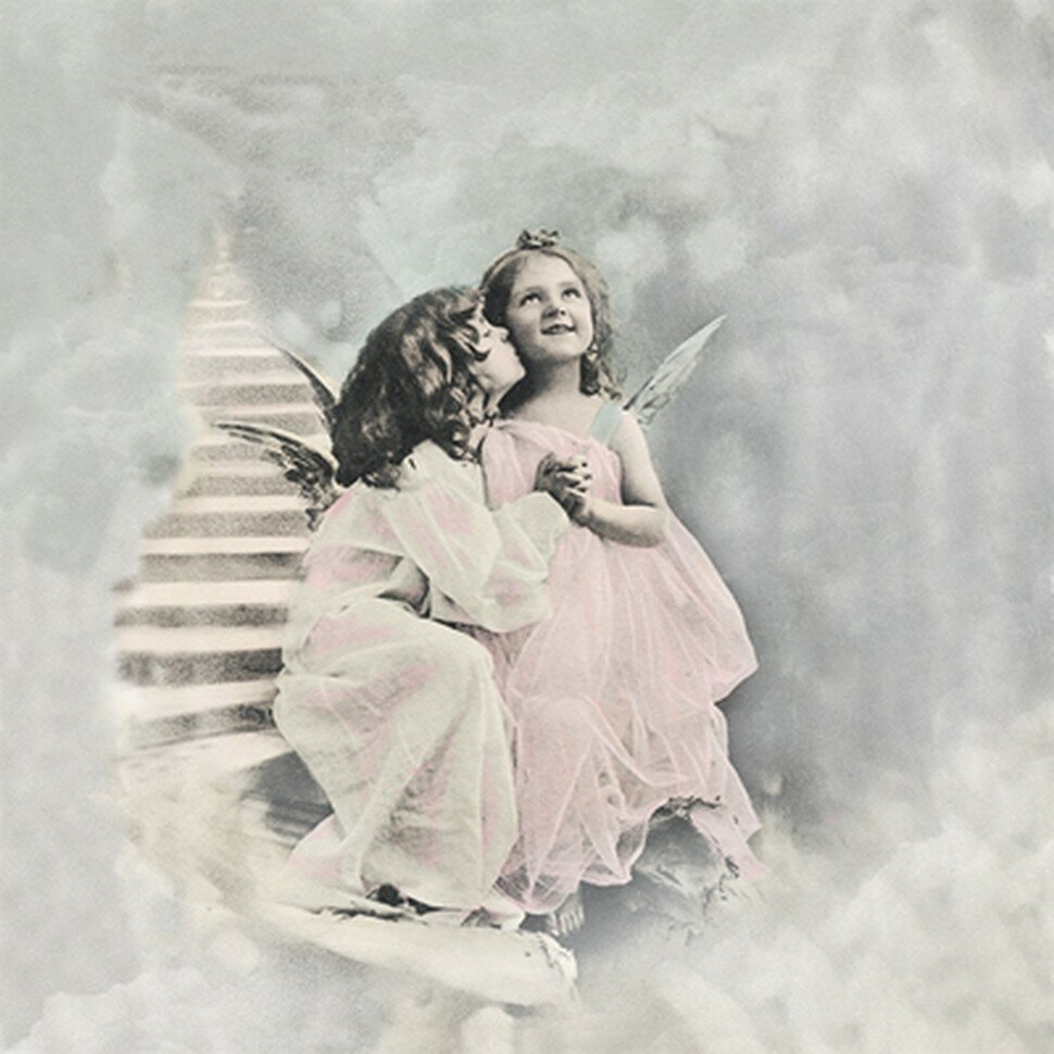 #2064 Салфетка трехслойная для декупажа "Счастливые ангелочки" 33 x 33 см Sagen Vintage Design 4 шт