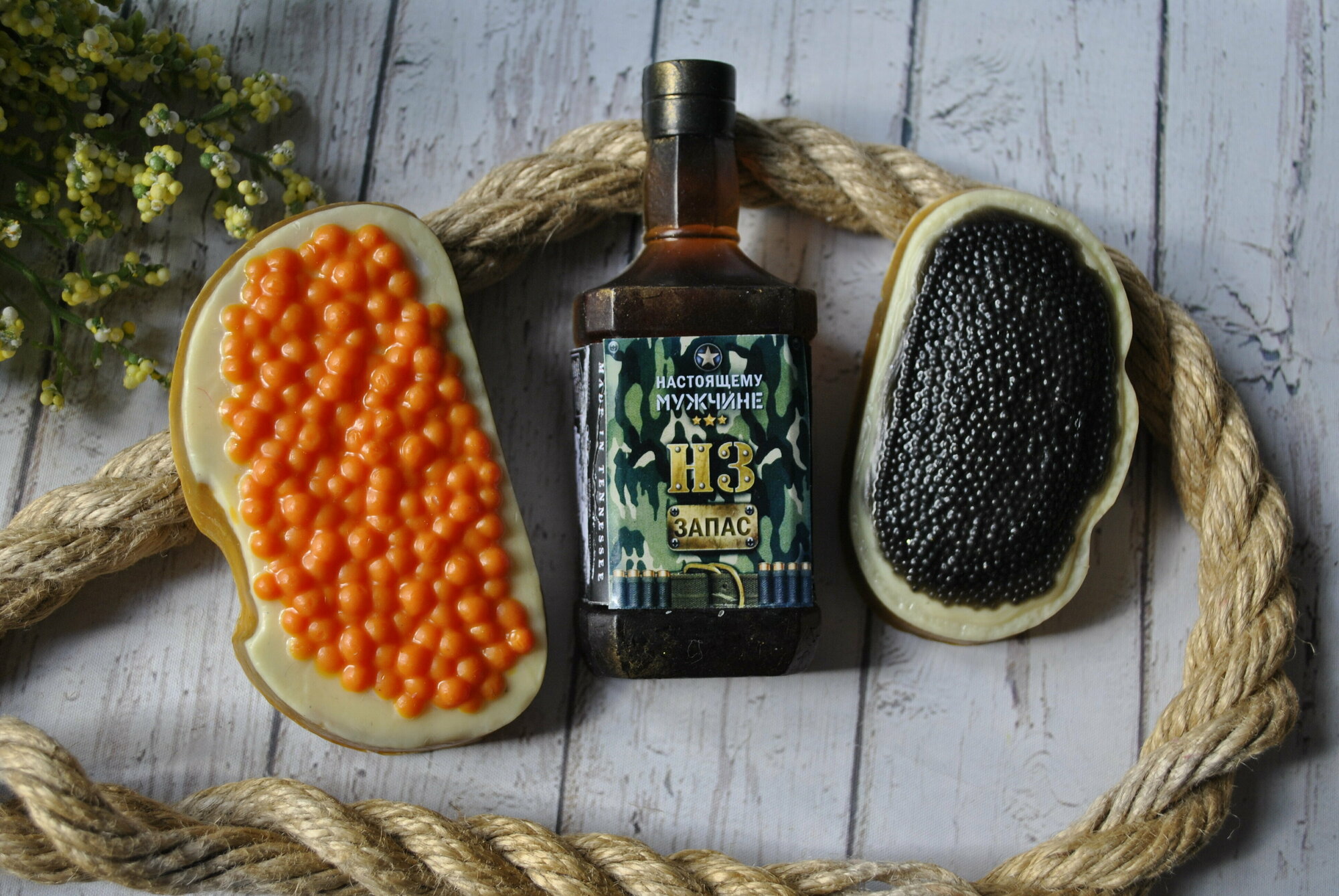 Формы для мыла "Икра черная, икра красная, Виски"-3 шт.