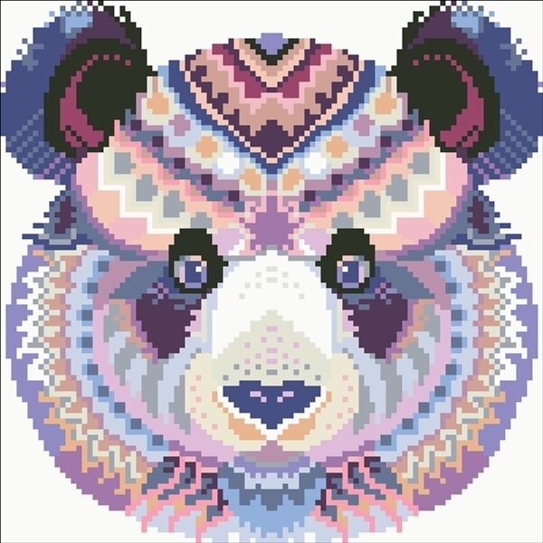 Набор алмазной вышивки "Арт-Панда", размер 25х25см), 20 цветов