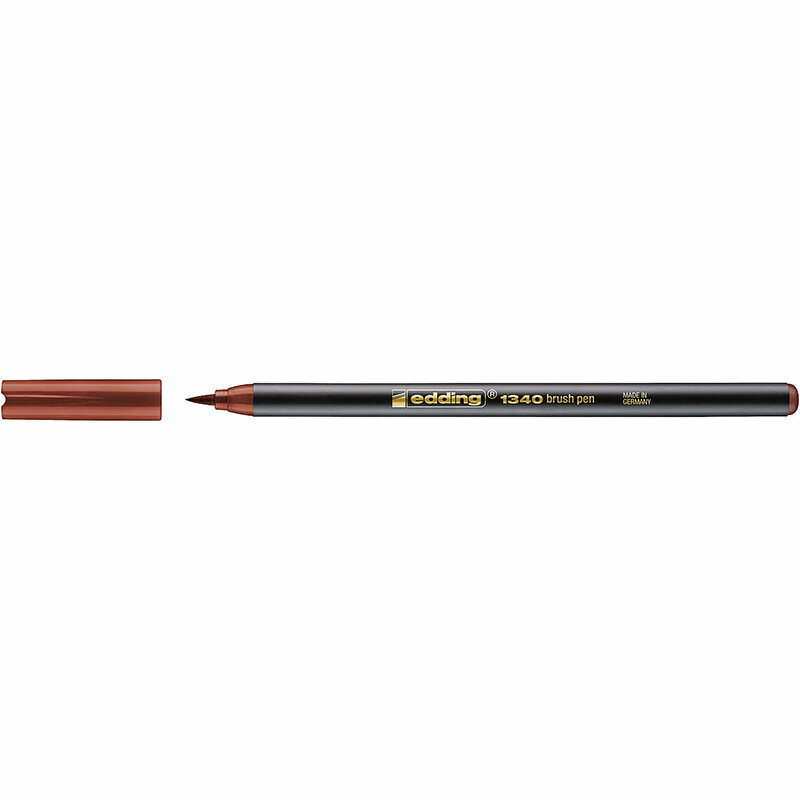 Фломастер цветной edding 1340, гибкий наконечник - кисть, изменяемая толщина линии, цвет коричневый.