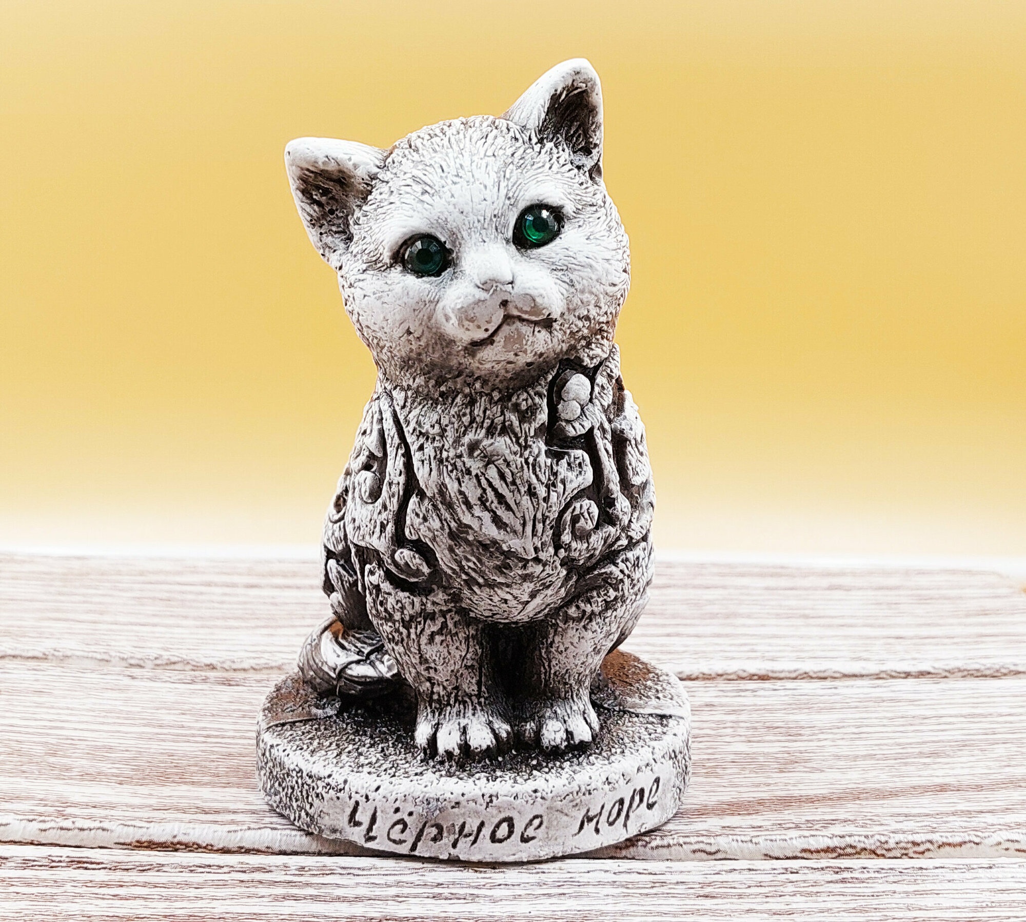 Статуэтка интерьерная "Черноморский кот" с узором, серый, 8х8х12,5, гипс, ARTVACH