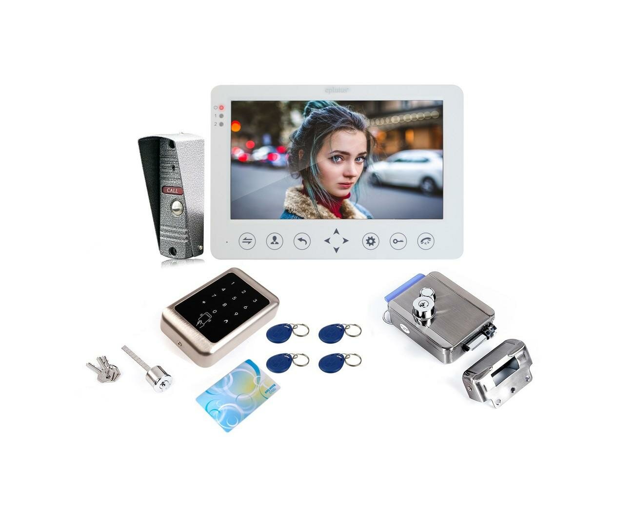 Набор: видеодомофон с записью по датчику движения Anxing Lock-(Титан) + EP-(4815) (L22150NA) и электромеханический замок