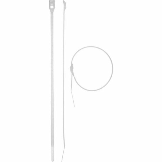 Кабельные стяжки Зубр белые кобра, с плоским замком, 4.6 х 205 мм, 25 шт, нейлоновые, Профессионал 30930-46-205