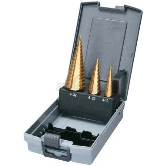 Набор ступенчатых сверл Makita HSS-TiN c прямым желобком, 3 шт. D-46573