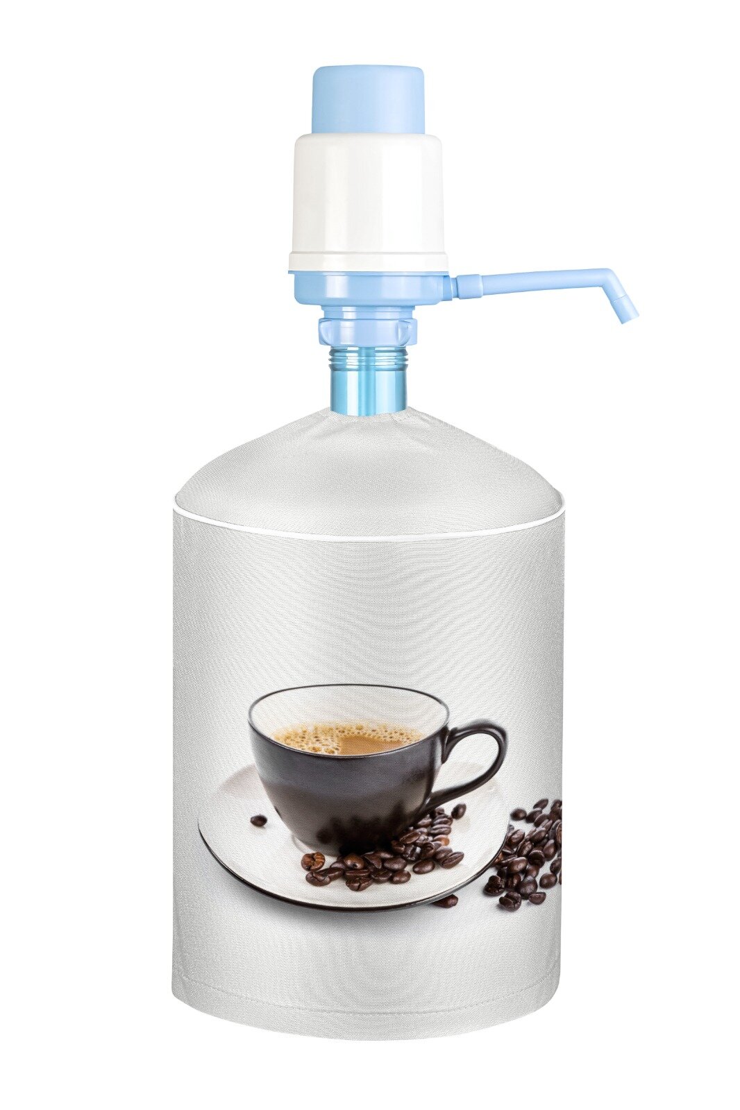 Чехол декоративный защитный для 19-литровой бутыли (для помпы) с принтом "Зерна кофе с чашкой"