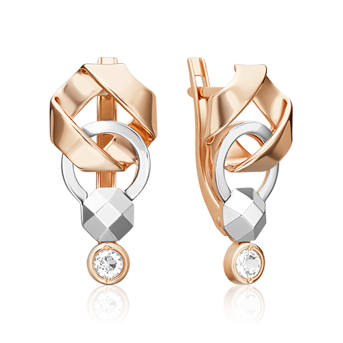 Серьги, золото, 585 проба, топаз