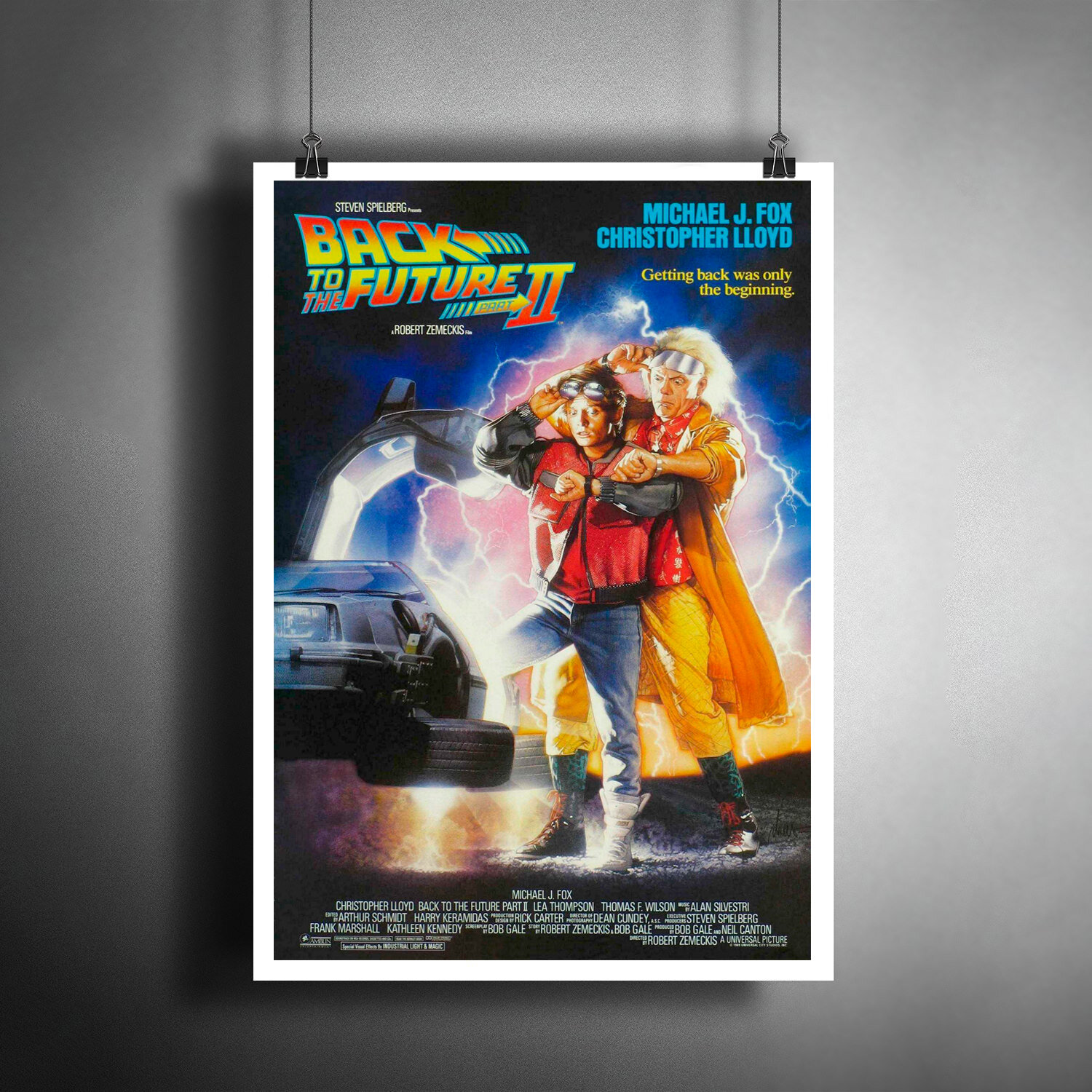 Постер плакат для интерьера "Фильм: Назад в будущее 2. Актёры Майкл Дж. Фокс, Кристофер Ллойд"/ A3 (297 x 420 мм)