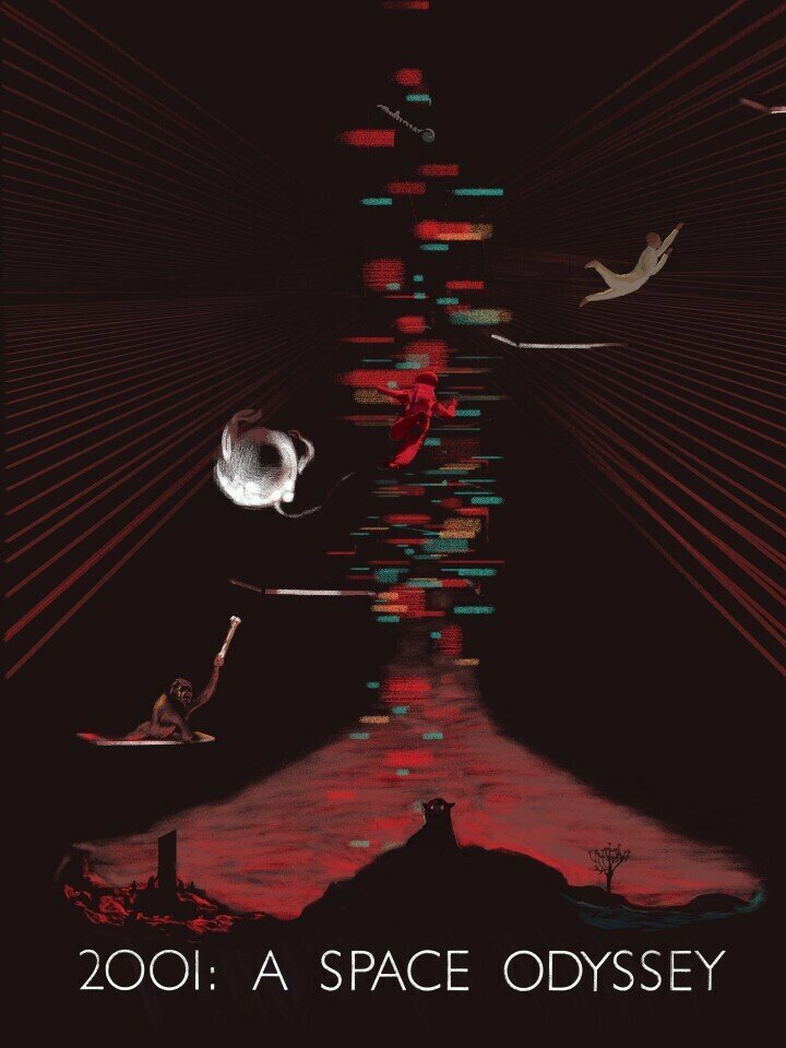 Плакат, постер 2001 год: Космическая одиссея 2001: A Space Odyssey на холсте, размер 21х30см