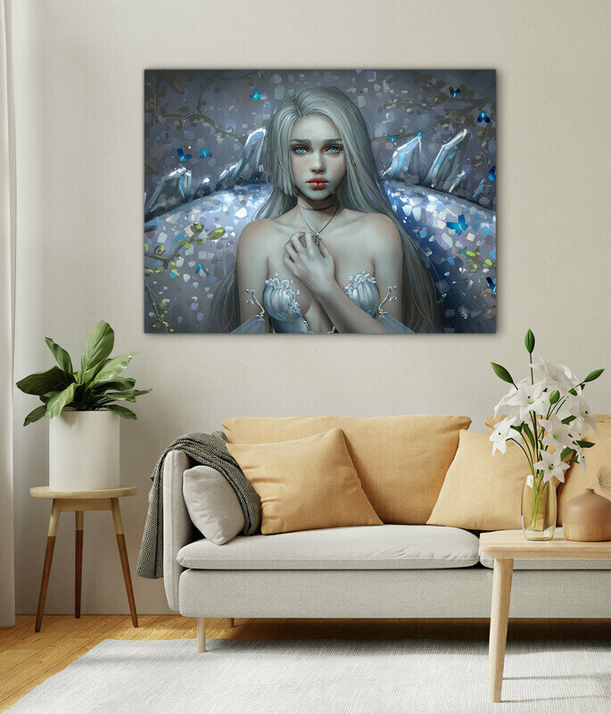 Интерьерная картина на холсте "Фея драконов арт" размер 30x22 см
