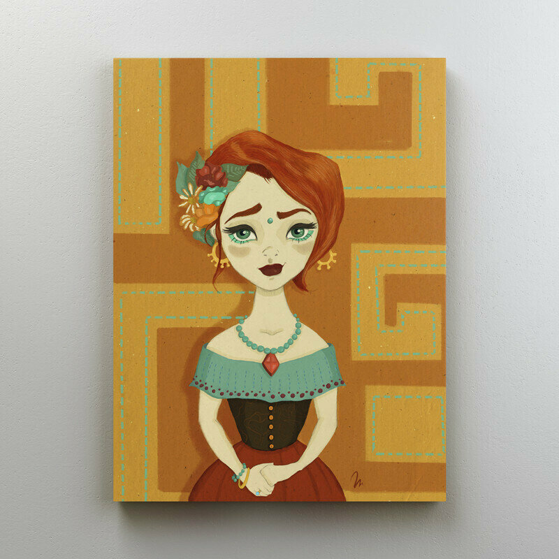 Интерьерная картина на холсте "Иллюстрация - Испанская девушка" размер 45x60 см