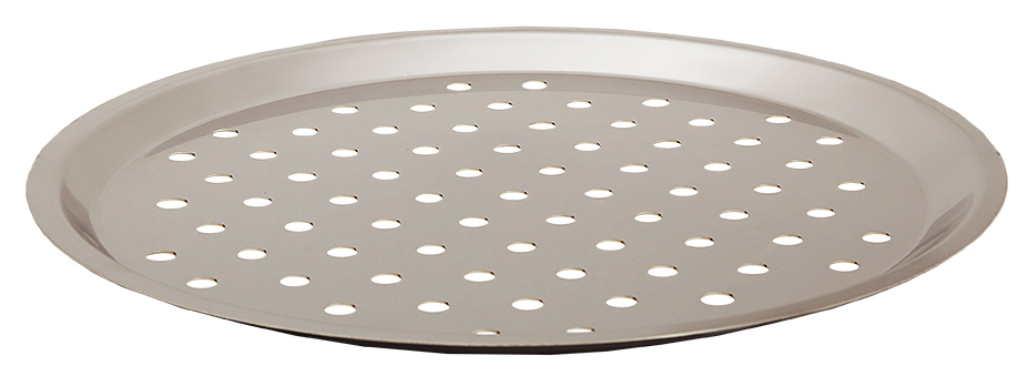 Форма для выпечки пиццы Амет 1с2681 перфорированная, круглая, металлическая, серебристая, диаметр 34см / для запекания