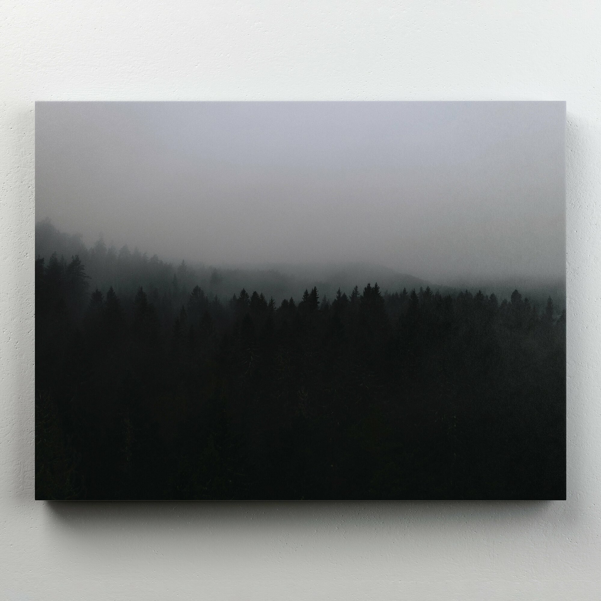 Интерьерная картина на холсте "Туман ЧБ" пейзаж, размер 22x30 см