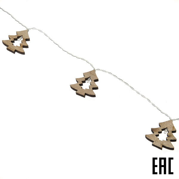 Светодиодная гирлянда "Деревянные ёлочки" Navigator 1,8 м 10LED теплый белый IP20 14046 NGF-D008-10WW 2хAA (5 шт. в наборе)